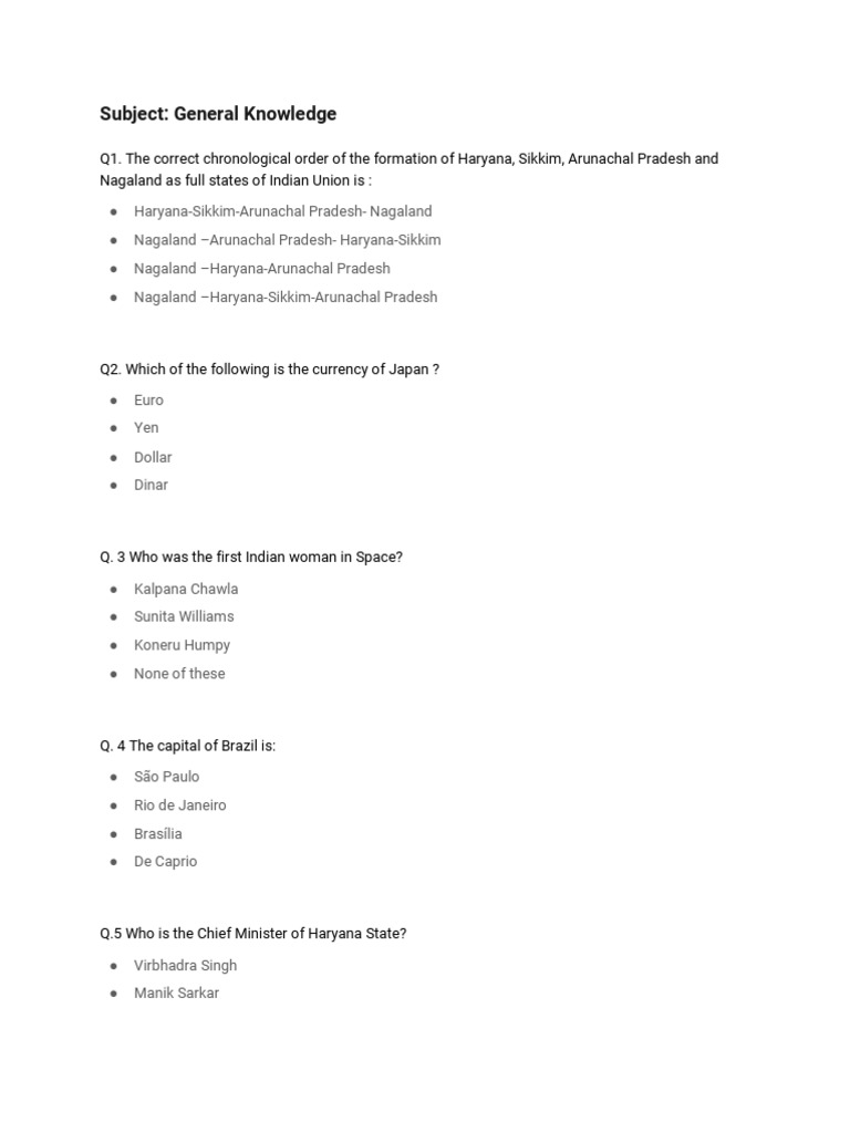 General Knowledge 1 | PDF