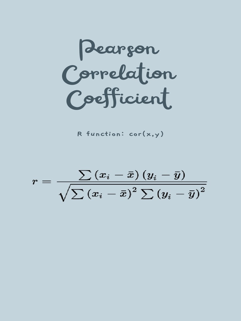 Pearson Correlation Coefficient: R Function: Cor (X, Y) | PDF