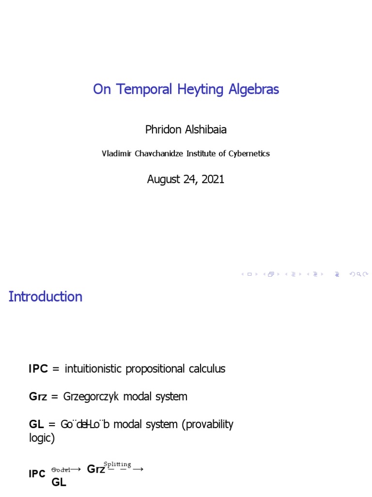 On Temporal Heyting Algebras: Phridon Alshibaia | Download Free PDF ...