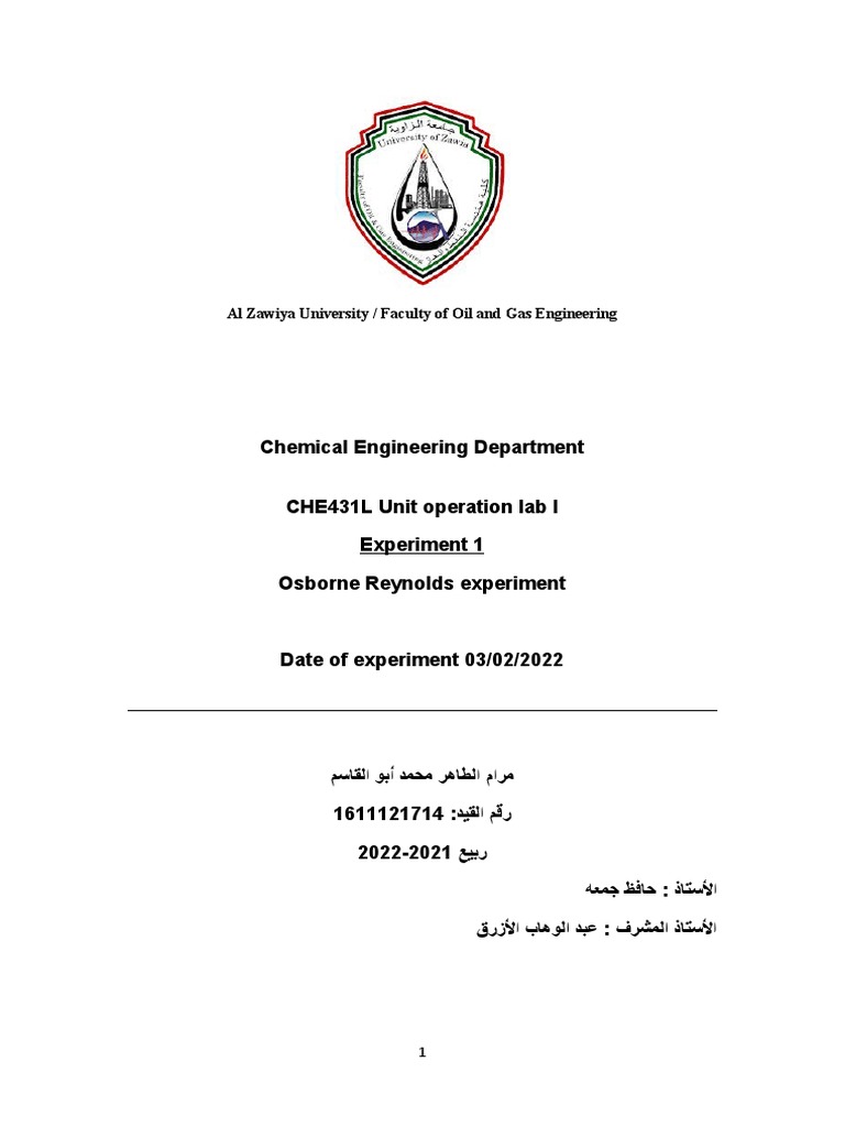 Osborne Reynolds Experiment Overview | PDF | Reynolds Number | Fluid ...