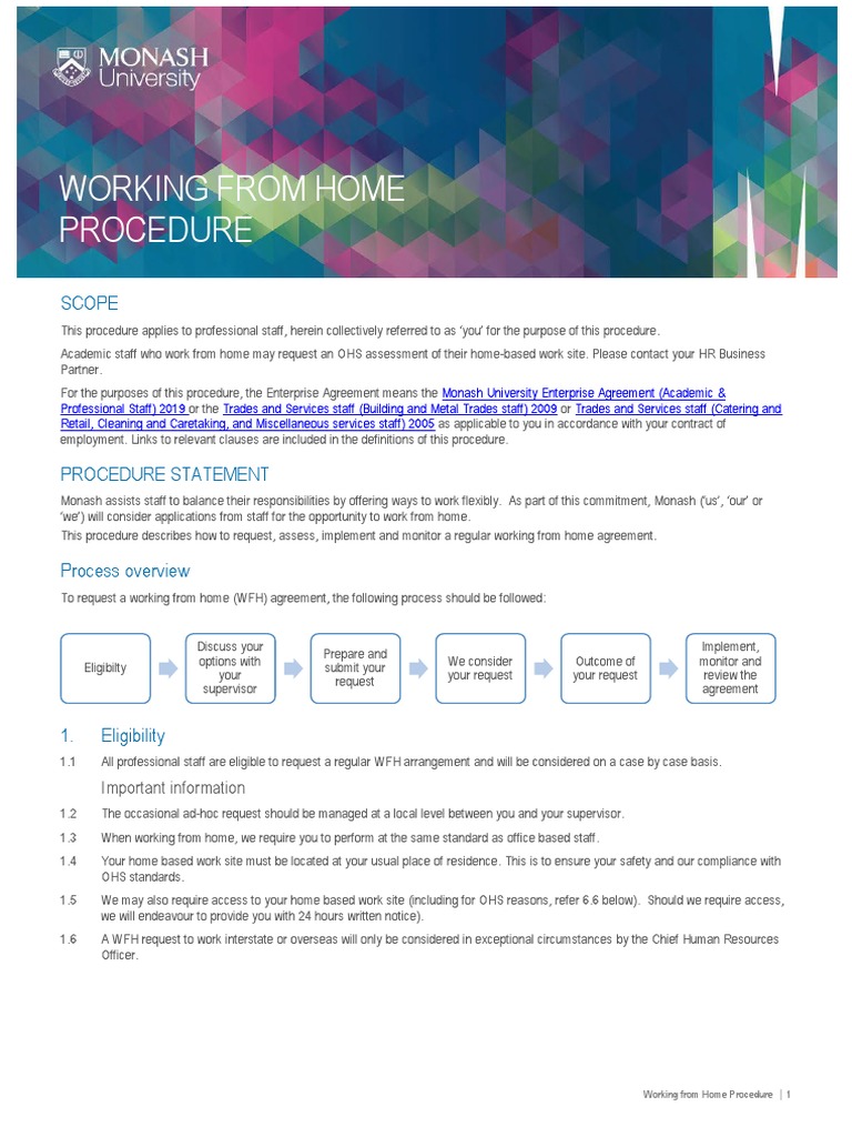 Working From Home Procedure: Scope | PDF | Occupational Safety And ...