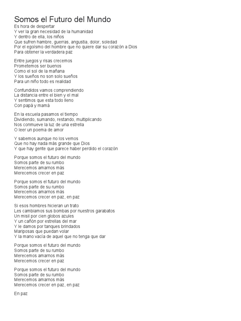 Somos El Futuro Del Mundo | PDF