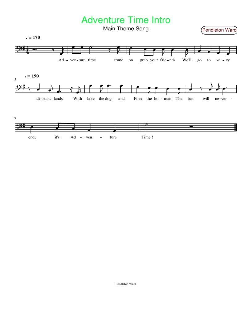 Adventure Time Intro Theme Song | PDF