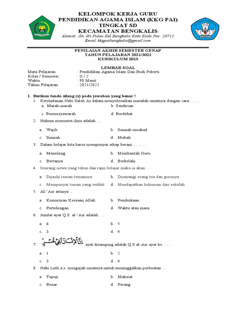 Soal Pai KLS 2 | PDF | Agama & Spiritualitas