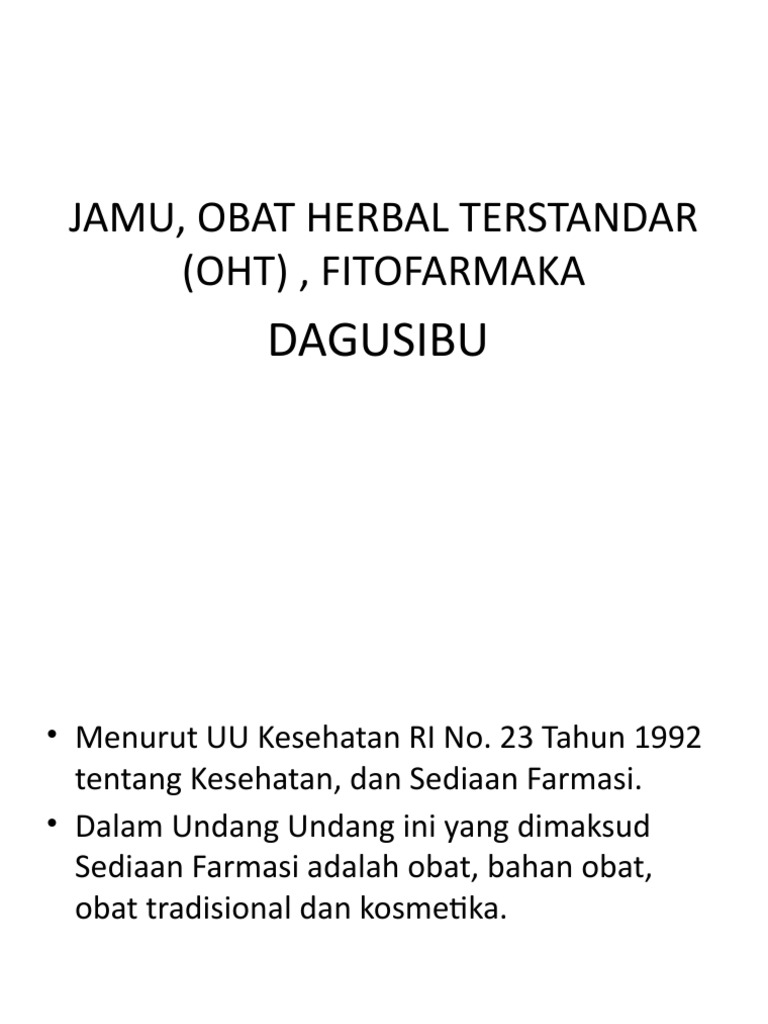 Jamu, Oht Dan Fitofarmaka | PDF