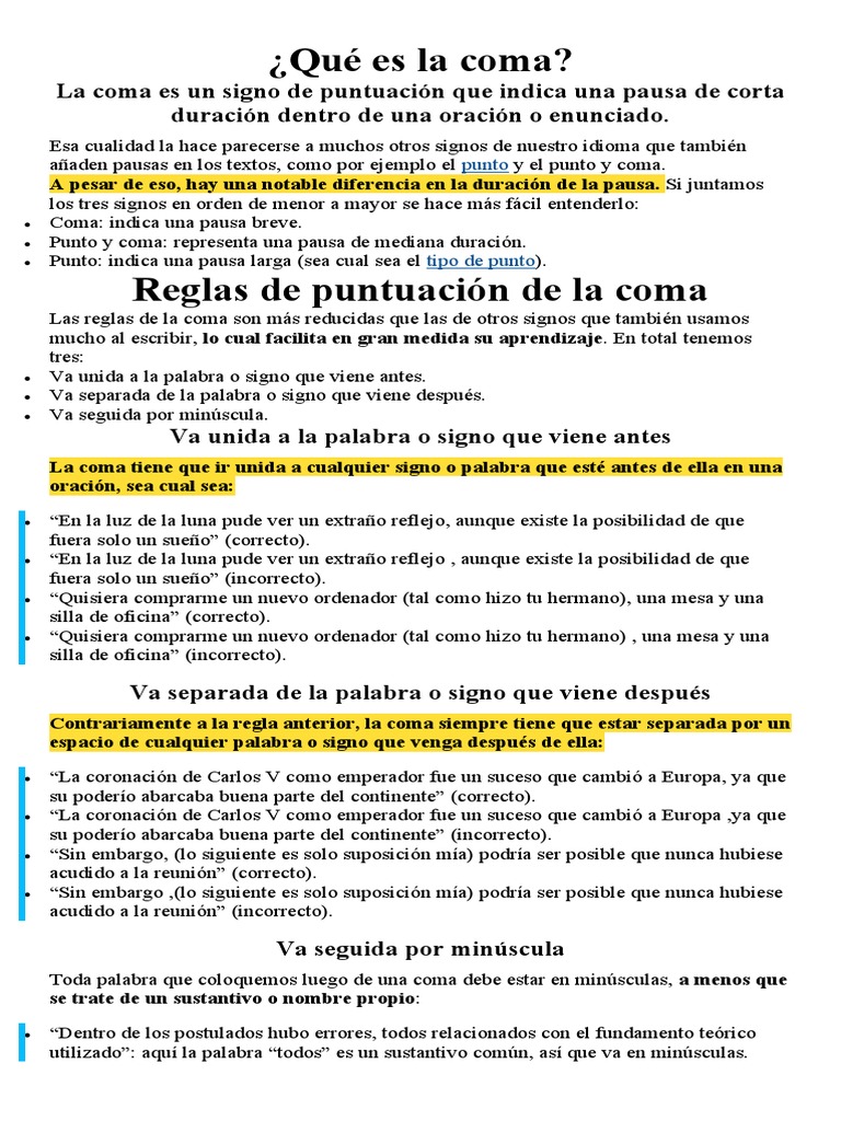 Grado 8 y 9 Uso de La Coma | PDF | Coma | Oración (Lingüística)