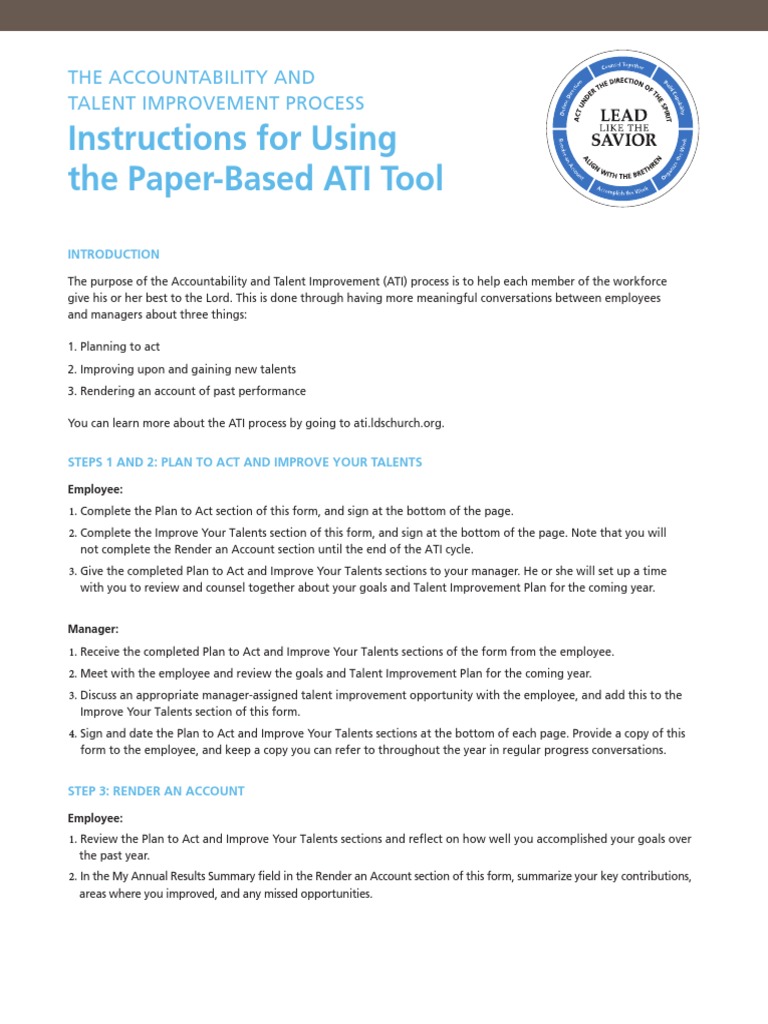 Instructions For Using The Paper-Based ATI Tool: The Accountability and ...