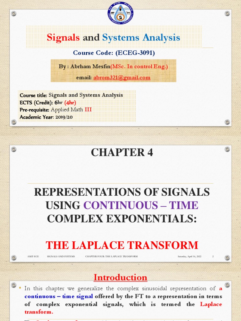 Chapter 4 Laplace Transform | PDF | Laplace Transform | Fourier Transform