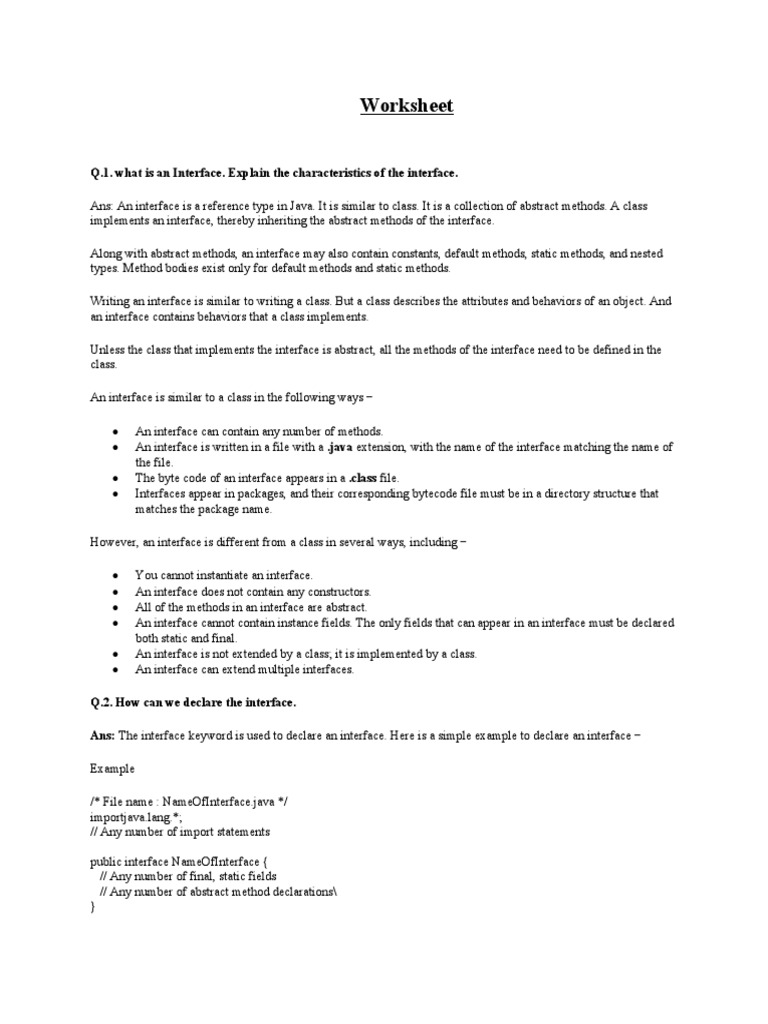 Java Interface Characteristics and Implementation | PDF | Class ...