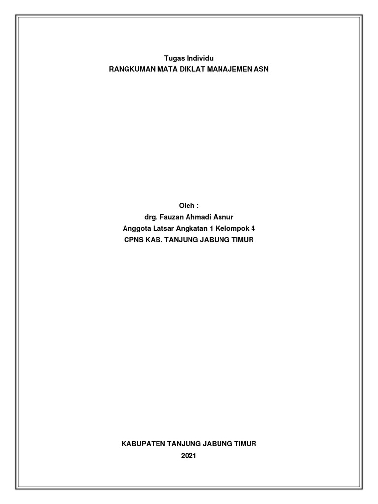 Tugas Individu Rangkuman Manajemen Asn | PDF