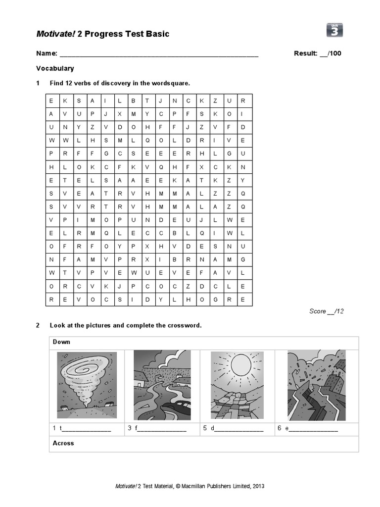 Motivate! 2 Progress Test Basic: Name: - Result: - /100 Vocabulary | PDF