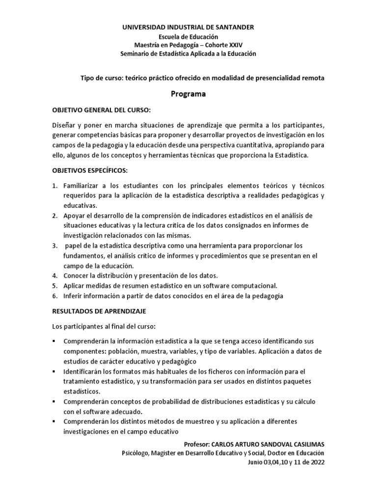 Estadística Aplicada a la Educación | PDF | Estadísticas | Validez ...