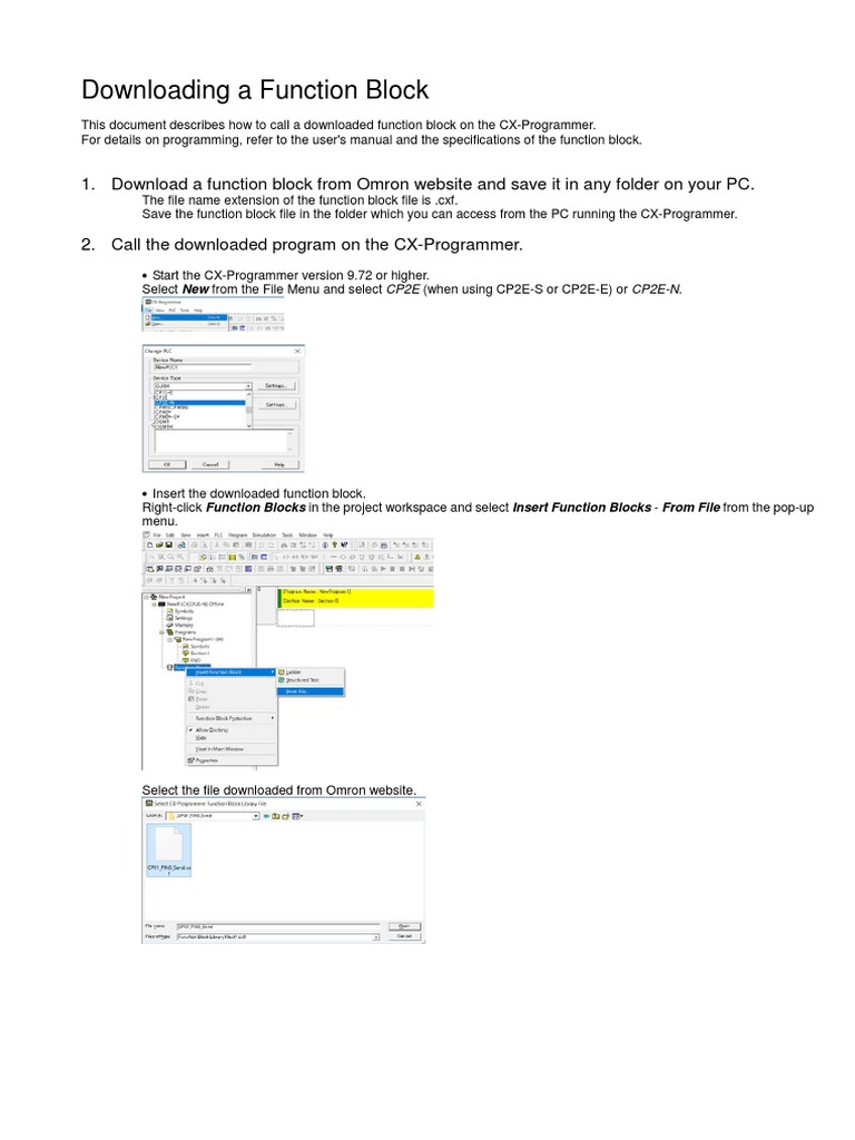 Omron CP2E Downloading A Function Block | PDF