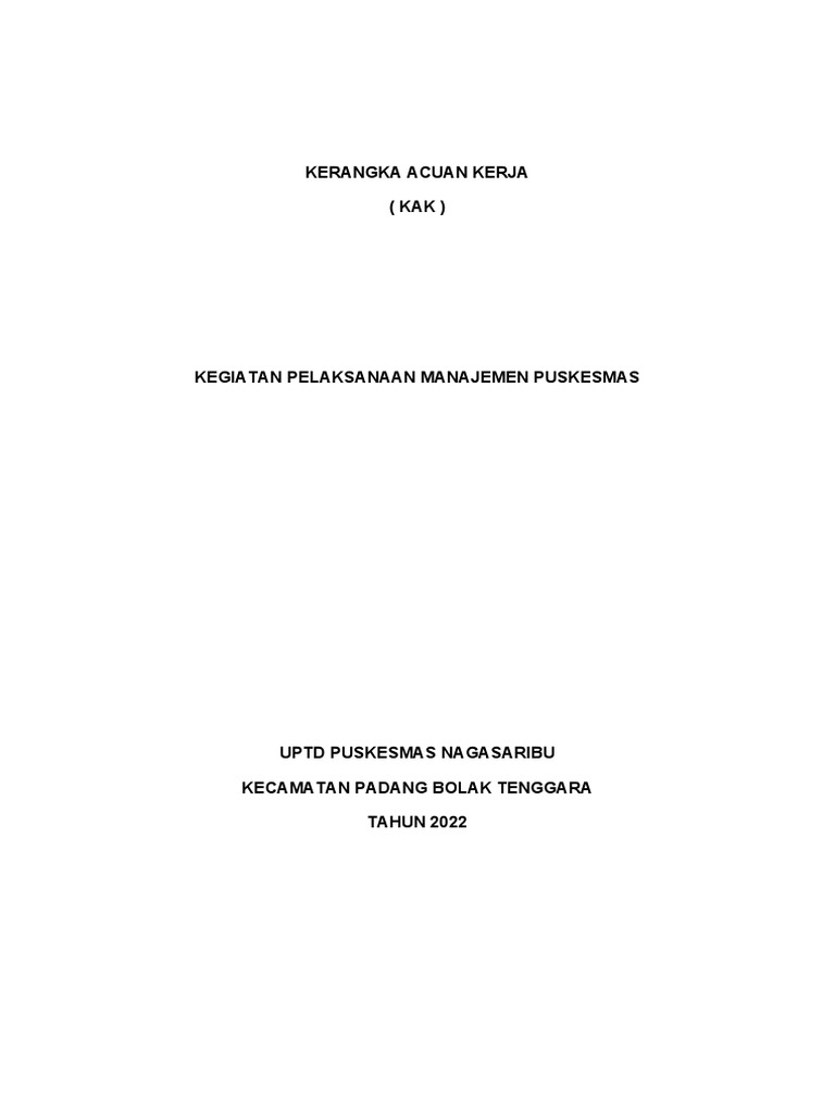 1.2.2.2a Kak KMP | PDF | Bisnis | Pengelolaan Keuangan & Uang