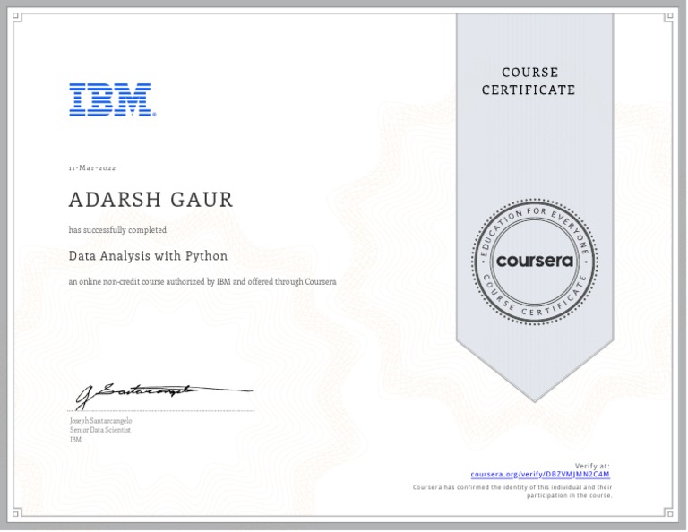 Adarsh Gaur: Data Analysis With Python | PDF