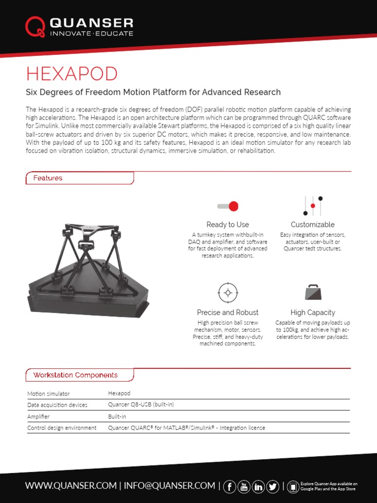 Hexapod: Six Degrees of Freedom Motion Platform For Advanced Research ...