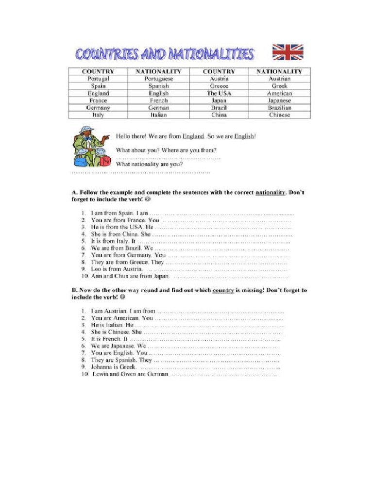 Countries and Nationalities Homework | PDF