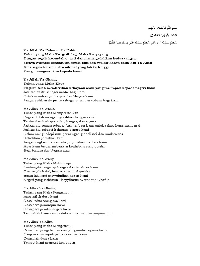 Doa Untuk Persatuan Dan Kesatuan Bangsa Pdf