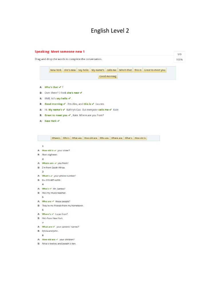 English Level 2 | PDF