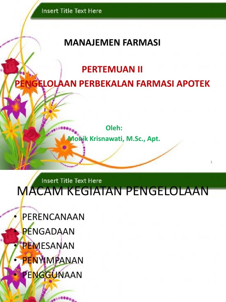 Manajemen Farmasi Pengelolaan Perbekalan Farmasi Apotek Pdf