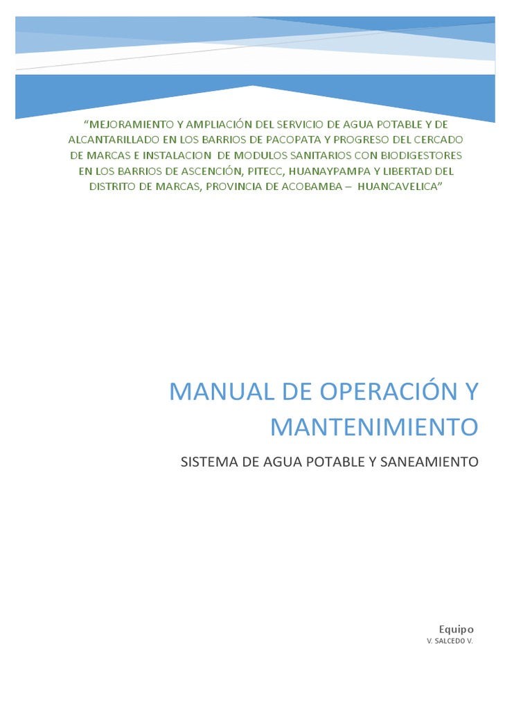 Manual de Operación y Mantenimient Agua y Saneamiento | PDF | Alcantarillado | Agua