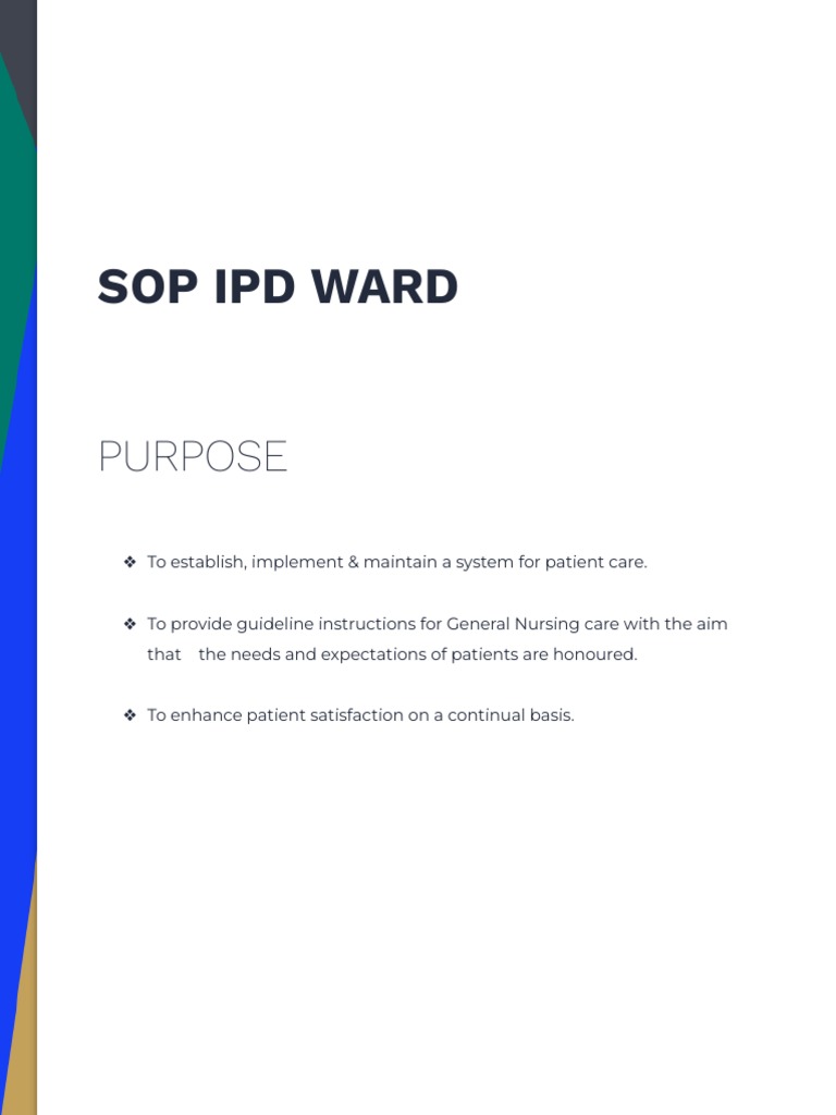 Standard Operating Procedure for IPD Ward Nursing Care | PDF | Patient ...