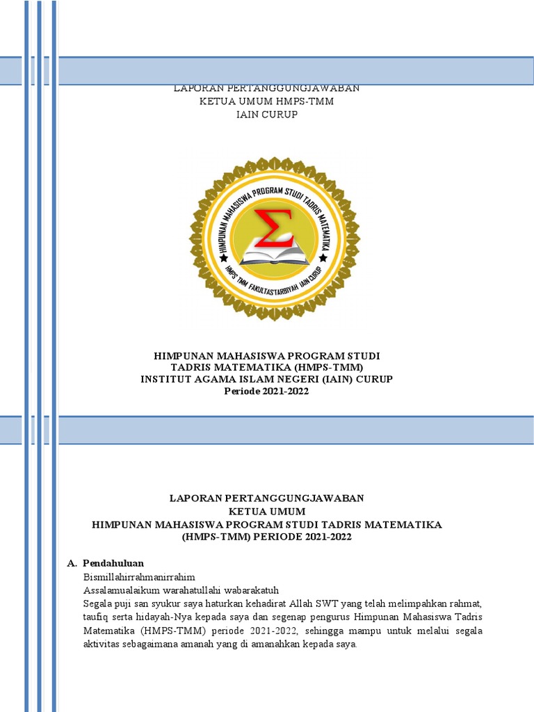 LPJ Ketua Umum HMPS-TMM | PDF