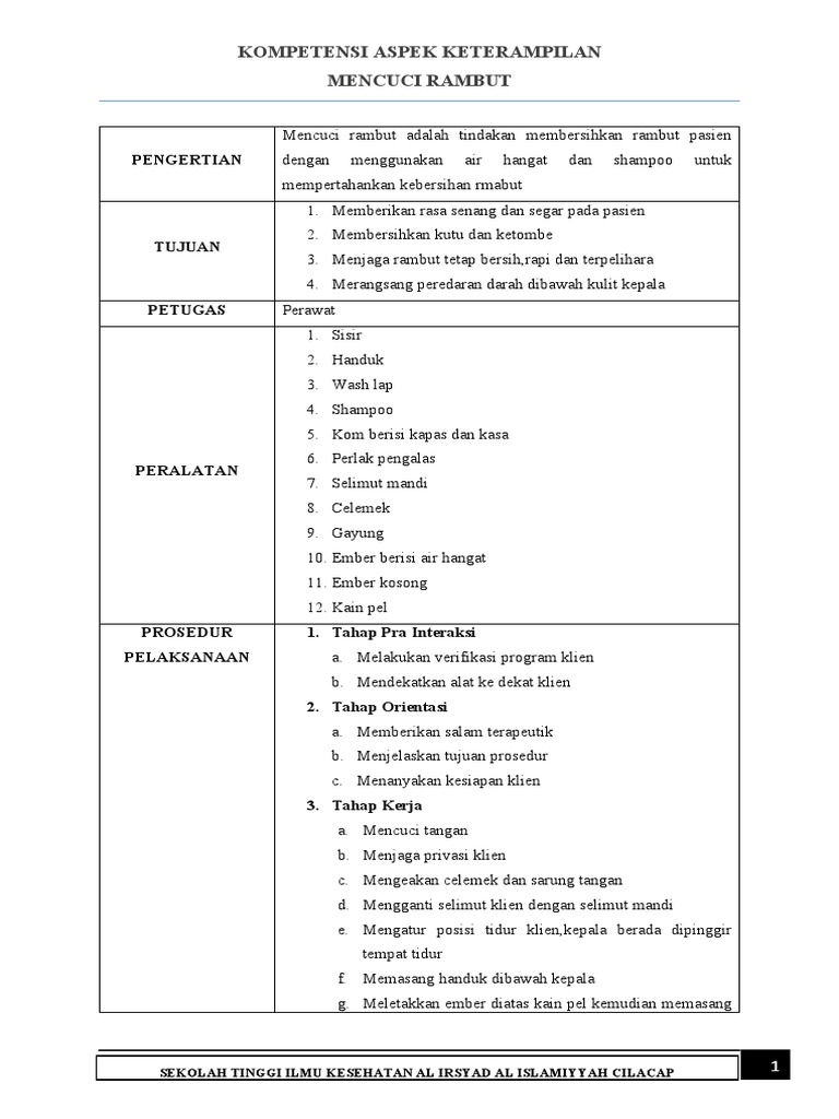 Sop Cuci Rambut 1 | PDF | Kesehatan Holistik
