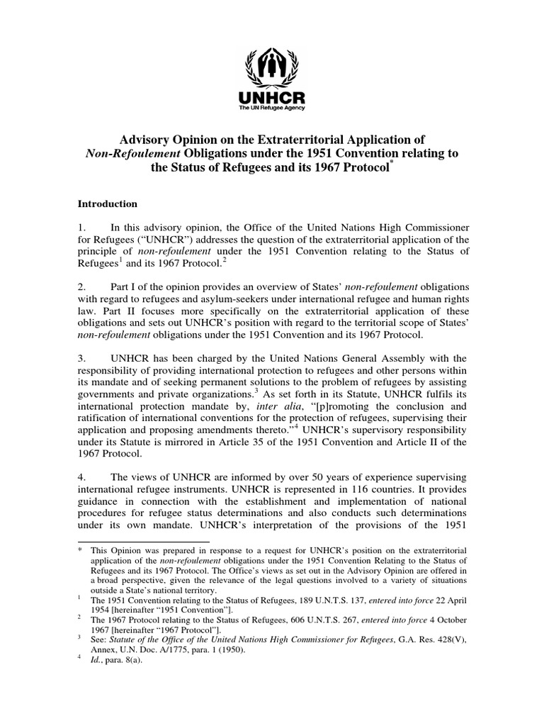 Advisory Opinion On The Extraterritorial Application of The Status of ...