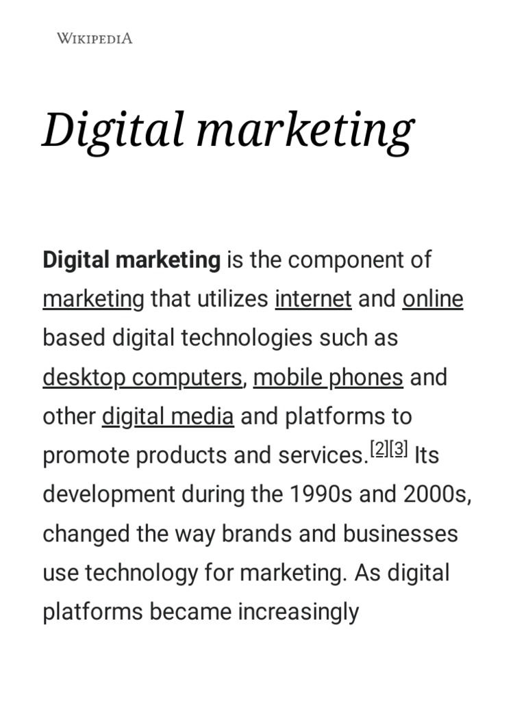 Digital Marketing - Wikipedia | PDF | Digital Marketing | Advertising