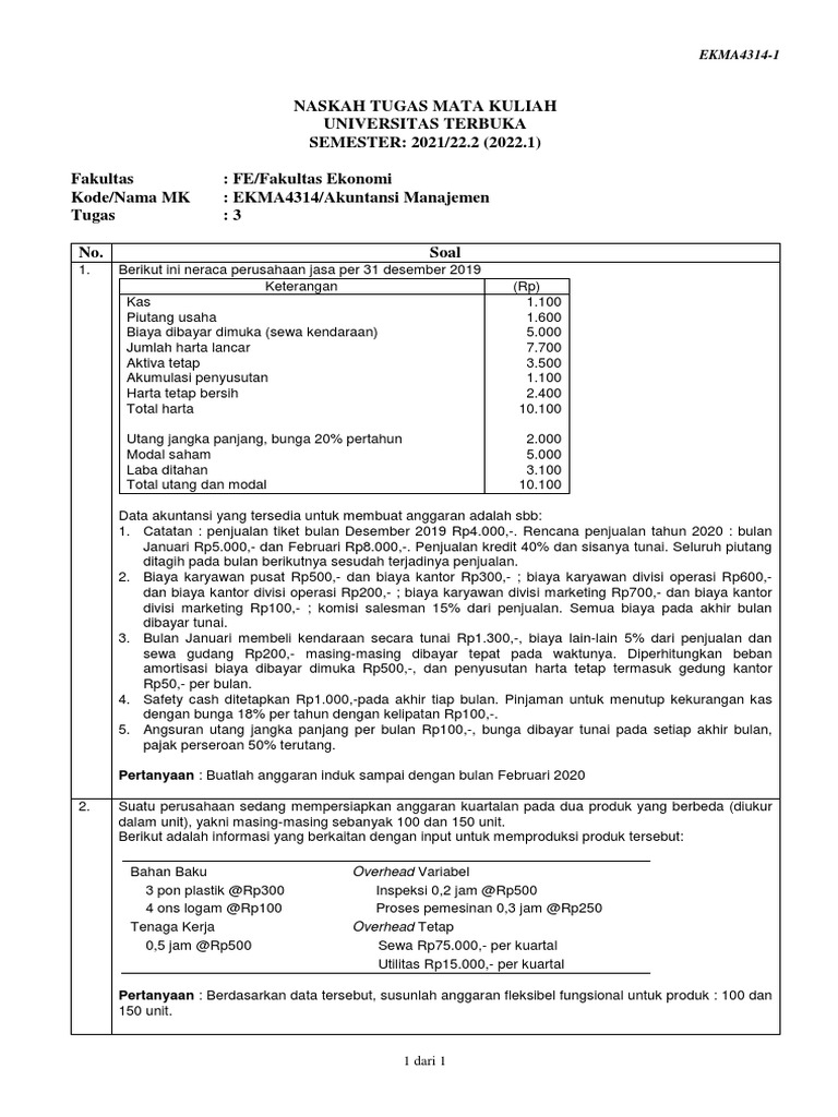 Soal Ekma4314 Tmk3 1 | PDF