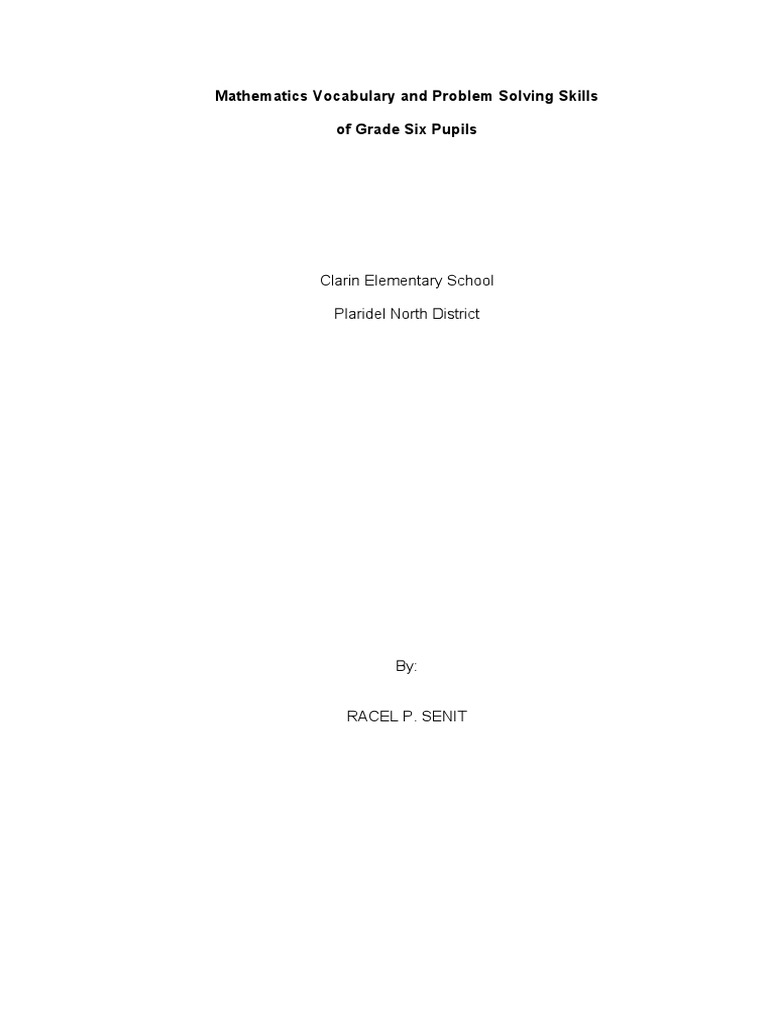 Enhancing Math Vocabulary for Problem Solving | PDF | Teaching ...