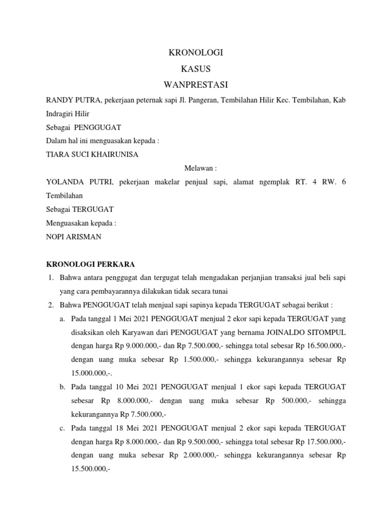 KRONOLOGI Dan Skenario | PDF