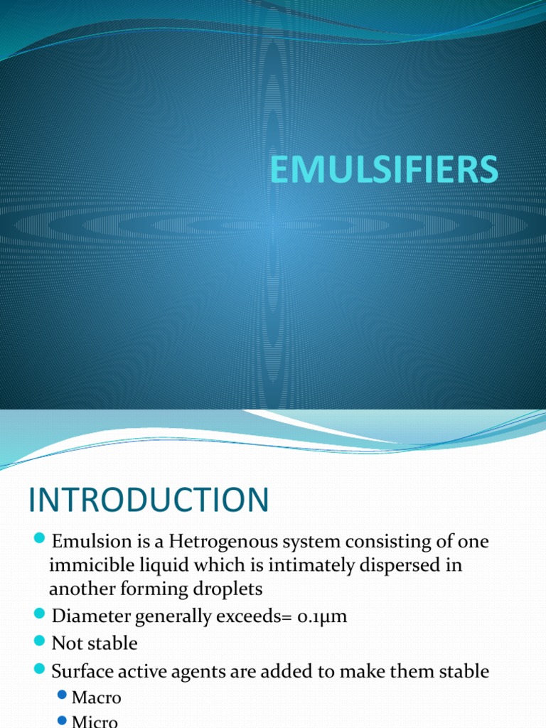 Emulsifiers | PDF | Emulsion | Surfactant