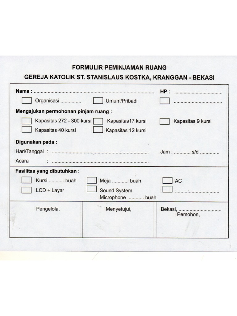 Form Peminjaman Ruangan & Alat | PDF