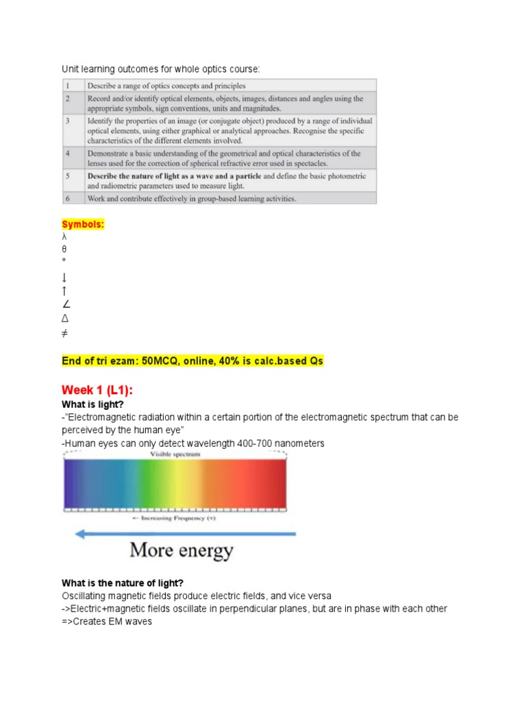 Light Physics Notes | PDF | Mirror | Reflection (Physics)