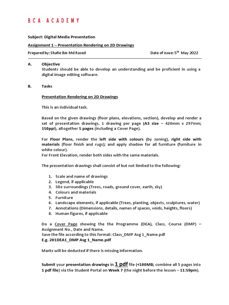DMP Assignment 1 - Presentation Rendering On 2D Drawings | PDF | Drawing DMP Assignment 1 - Presentation Rendering On 2D Drawings | PDF | Drawing