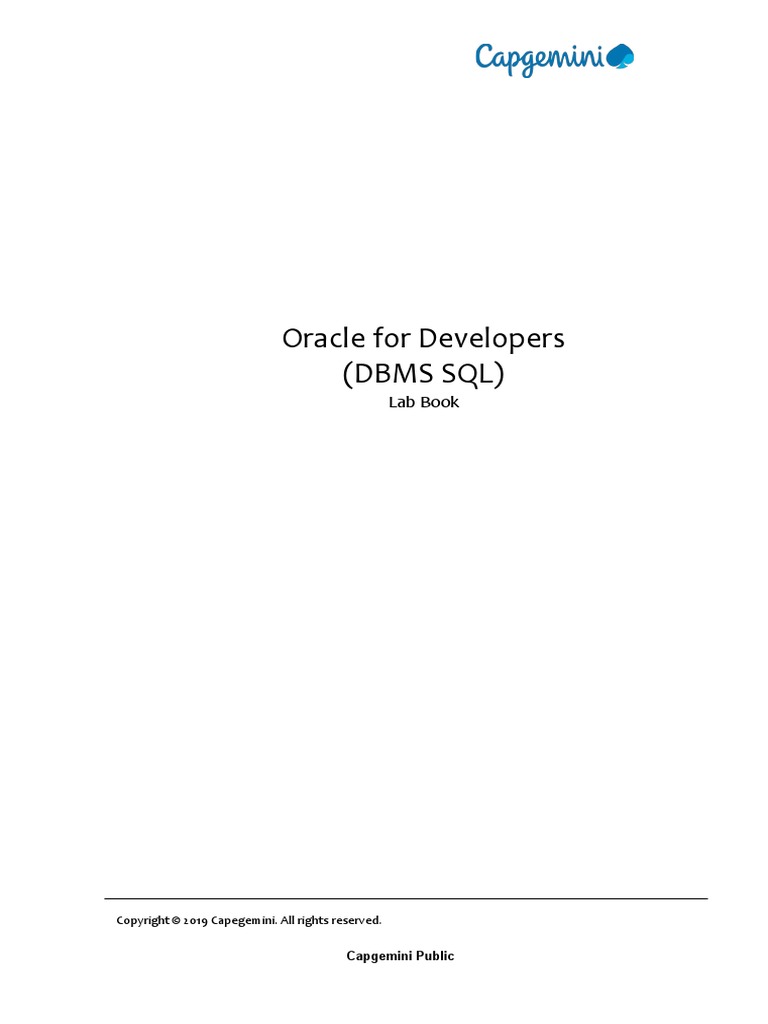 Oracle For Developers (DBMS SQL) - LabBook2 | PDF | Databases | Sql Oracle For Developers (DBMS SQL) - LabBook2 | PDF | Databases | Sql