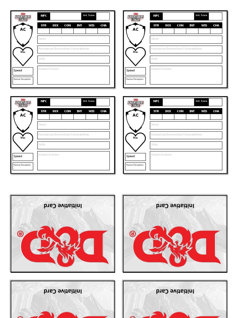 D&D Initiative Cards | PDF | Gaming | Tabletop Games