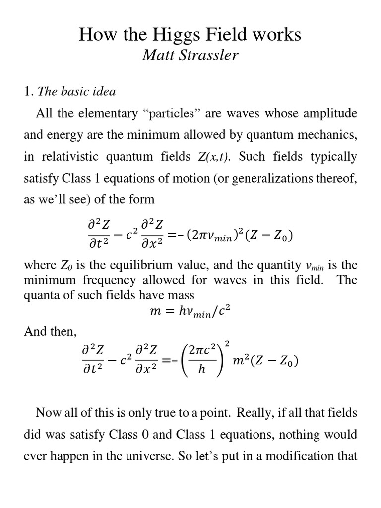 Matt Strassler - How The Higgs Field Works | Download Free PDF | Higgs ...