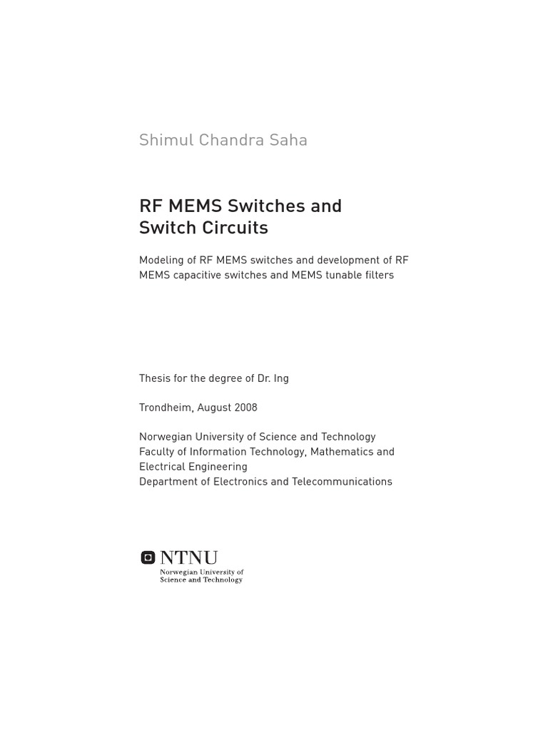 RF MEMS Switches and Switch Circuits: Shimul Chandra Saha | PDF ...