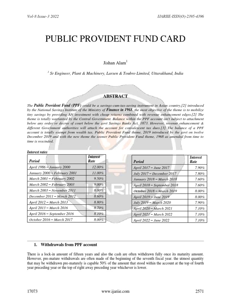 Public Provident Fund Card Ijariie17073 | PDF | Banking | Money