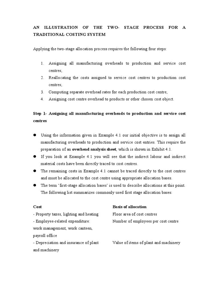 An Illustration of The Two-Stage Process For A Traditional Costing ...