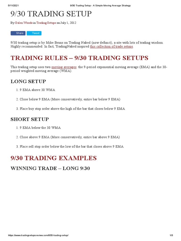 9 - 30 Trading Setup - A Simple Moving Average Strategy | PDF | Moving Average | Technical Analysis