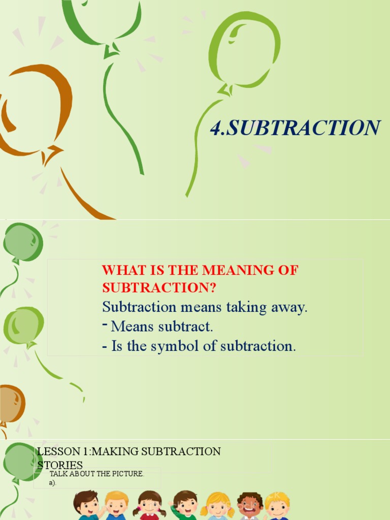 Subtraction | PDF | Language Arts & Discipline | Home & Garden