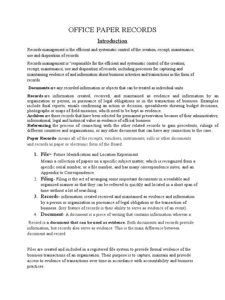 Office Paper Records | PDF | Computer File | Records Management