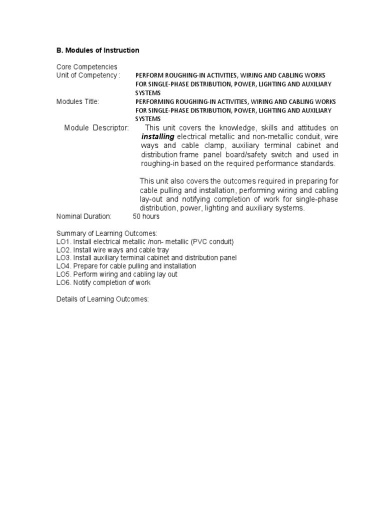 EIM NC II - Core Competencies | PDF | Electrical Wiring | Wire