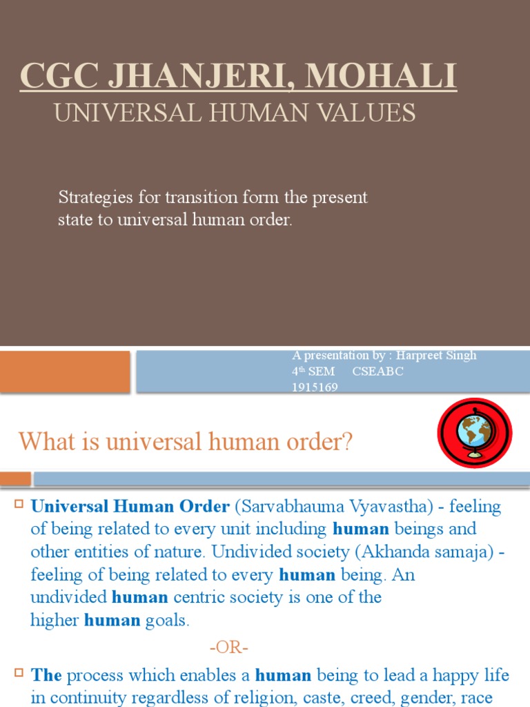 Strategies for Achieving Universal Human Order: Promoting an Undivided ...