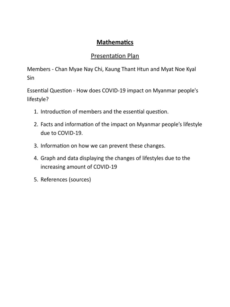 Maths PBL Presentation Plan | PDF