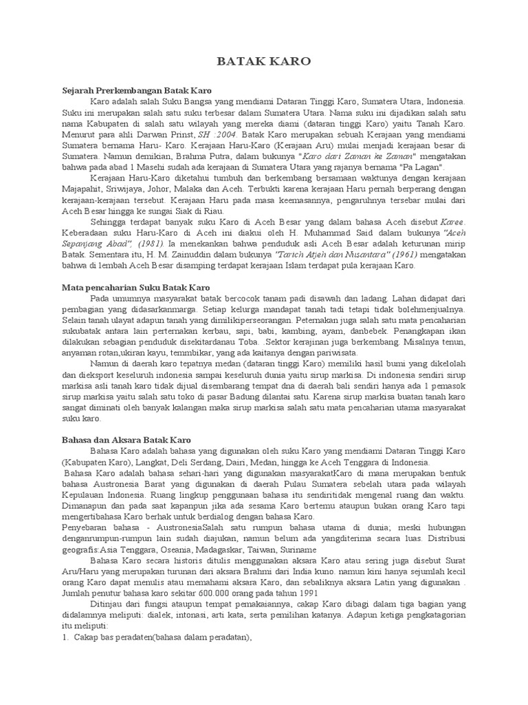 Batak Karo | PDF